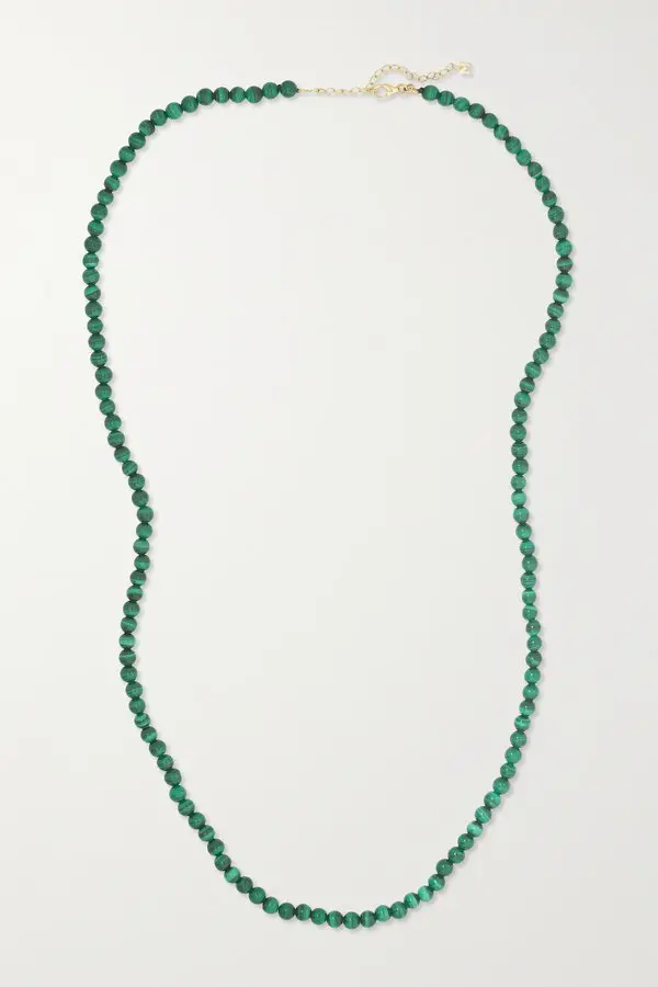 Mateo 14-karat Malachite Beaded Necklace - Gold