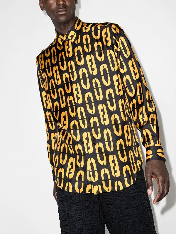 Fendi Ff Logo Pattern Long Sleeve Shirt