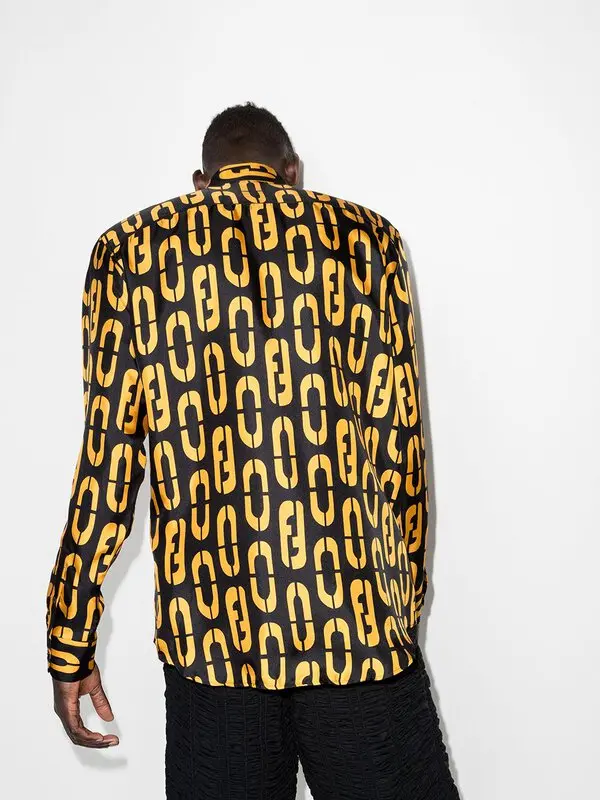 Fendi Ff Logo Pattern Long Sleeve Shirt