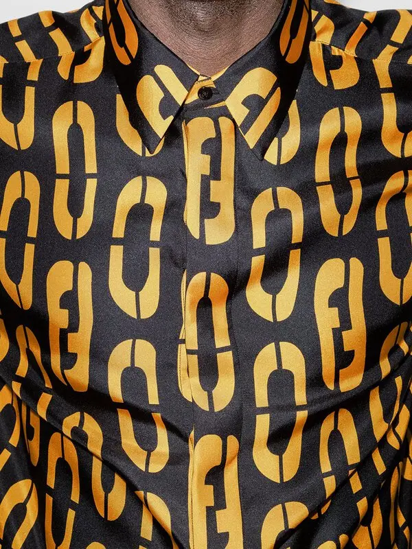 Fendi Ff Logo Pattern Long Sleeve Shirt