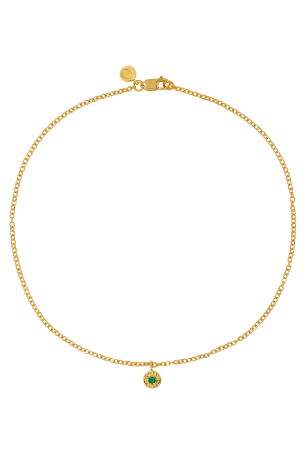 OCTAVIA ELIZABETH Nesting Gem Emerald Anklet - Gold