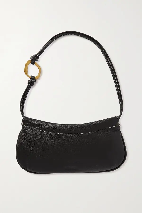 Staud Tate Textured-leather Shoulder Bag - Black