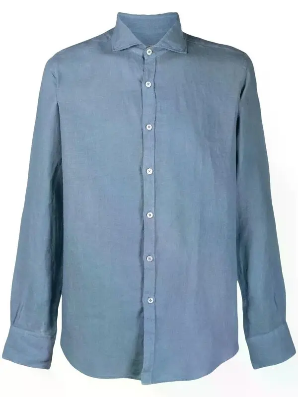 Canali Slim-fit Linen Shirt - Blue
