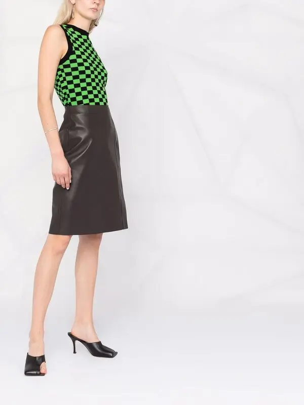 FERRAGAMO Slim Leather Midi Skirt