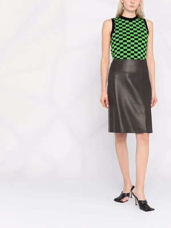 FERRAGAMO Slim Leather Midi Skirt