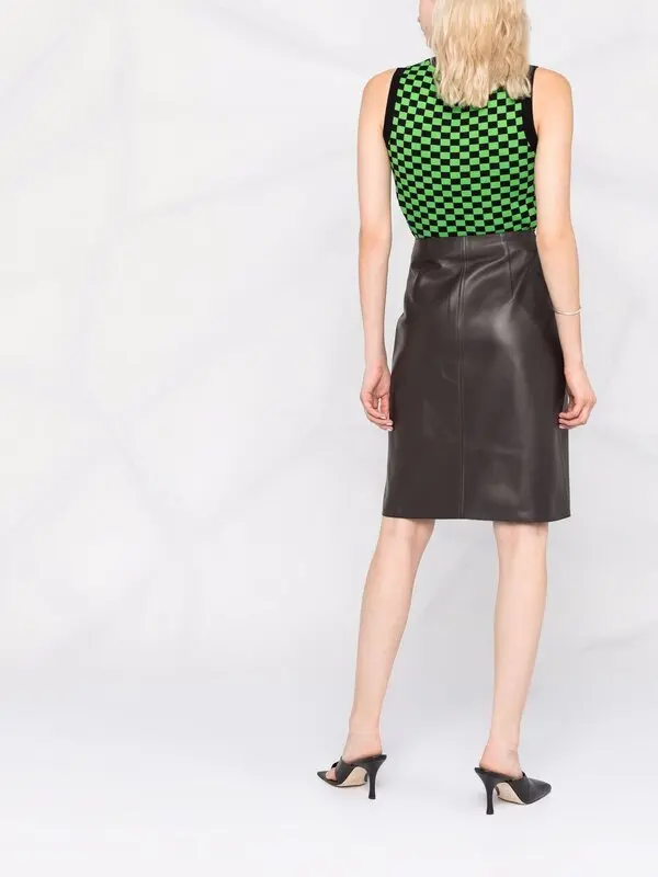 FERRAGAMO Slim Leather Midi Skirt