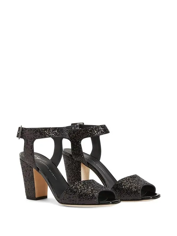 GIUSEPPE ZANOTTI Emmanuelle 80mm Glitter Sandals - Black