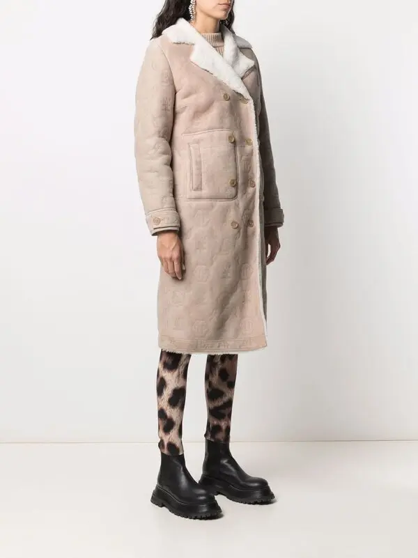Philipp Plein Monogram-embossed Shearling Coat