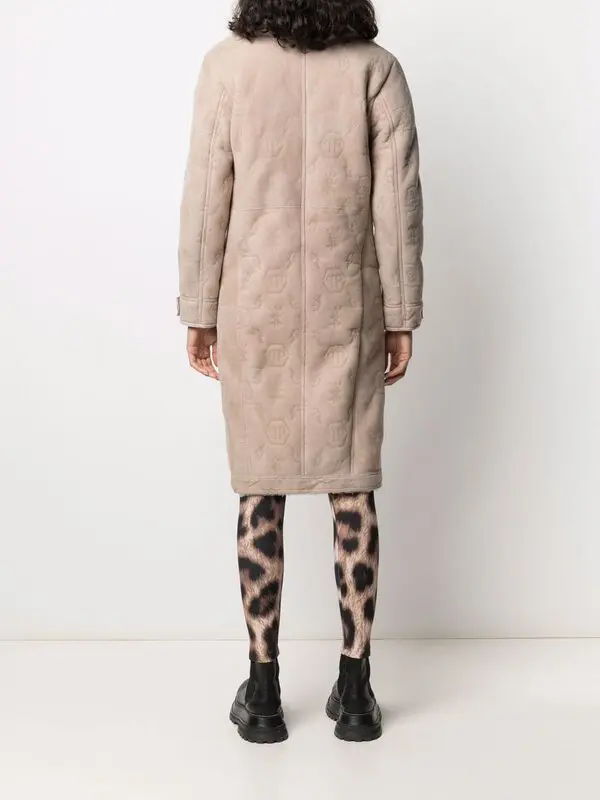 Philipp Plein Monogram-embossed Shearling Coat