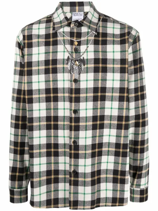 COUNTY OF MILAN Feather Checked Shirt - Neutrals
