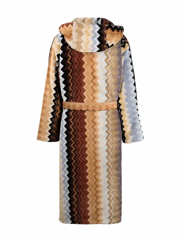 Missoni Giacomo Belted Hooded Bathrobe - Brown