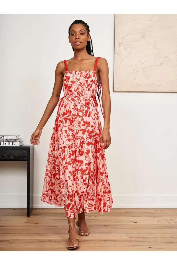 La Ligne Ines Dress - Orange / Red | Editorialist