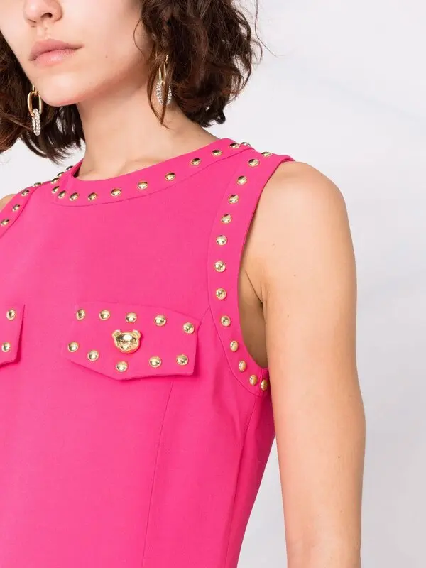 Moschino Teddy Bear-buttons Sleeveless Dress