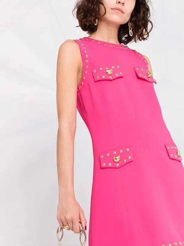 Moschino Teddy Bear-buttons Sleeveless Dress
