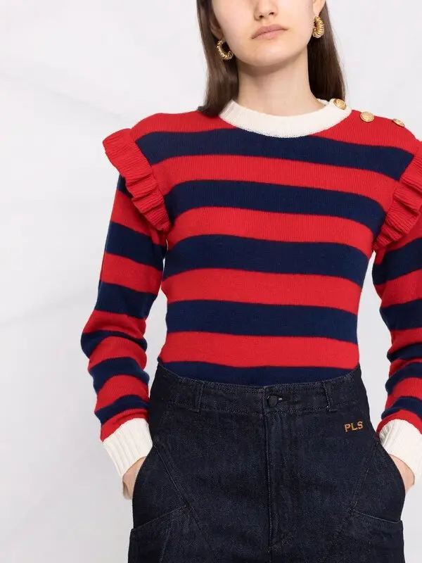 Philosophy Di Lorenzo Serafini Ruffle-trimmed Striped Jumper
