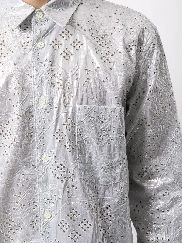 Comme Des Garçons Perforated-detail Long Shirt