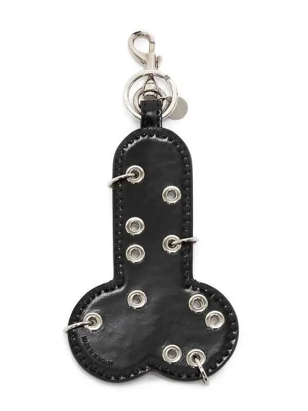 Jw Anderson Studded Leather Keyring - Black | Editorialist