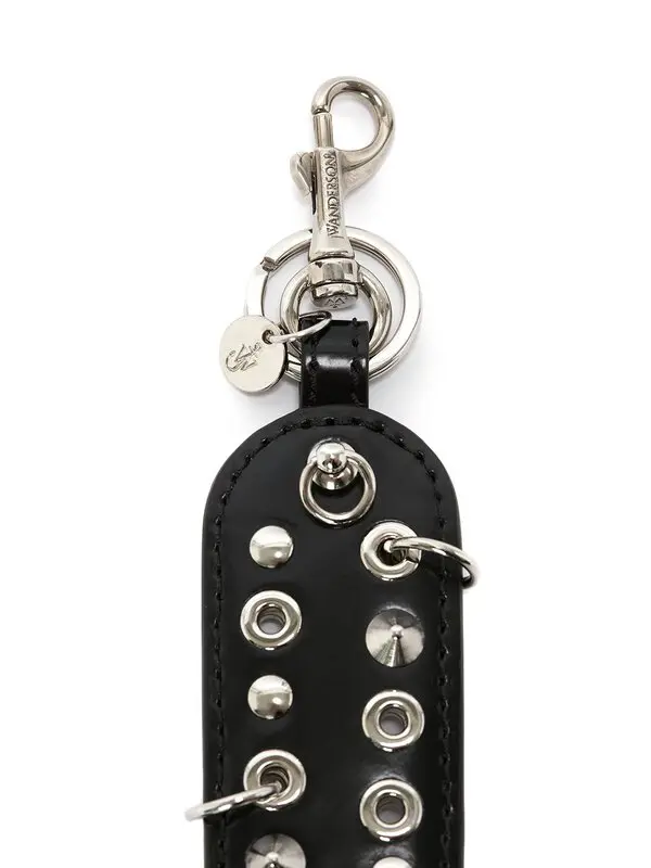 Jw Anderson Studded Leather Keyring - Black | Editorialist