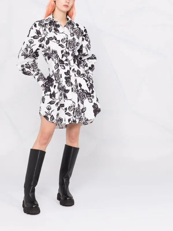 MSGM Floral Print Shirt Dress