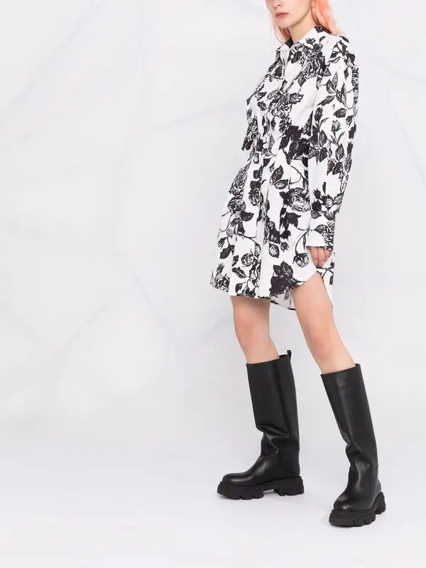MSGM Floral Print Shirt Dress