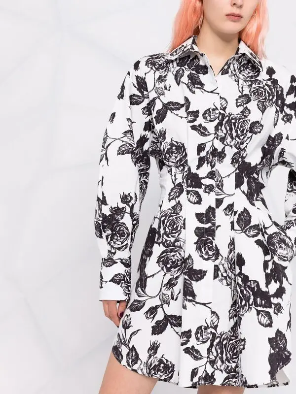 MSGM Floral Print Shirt Dress