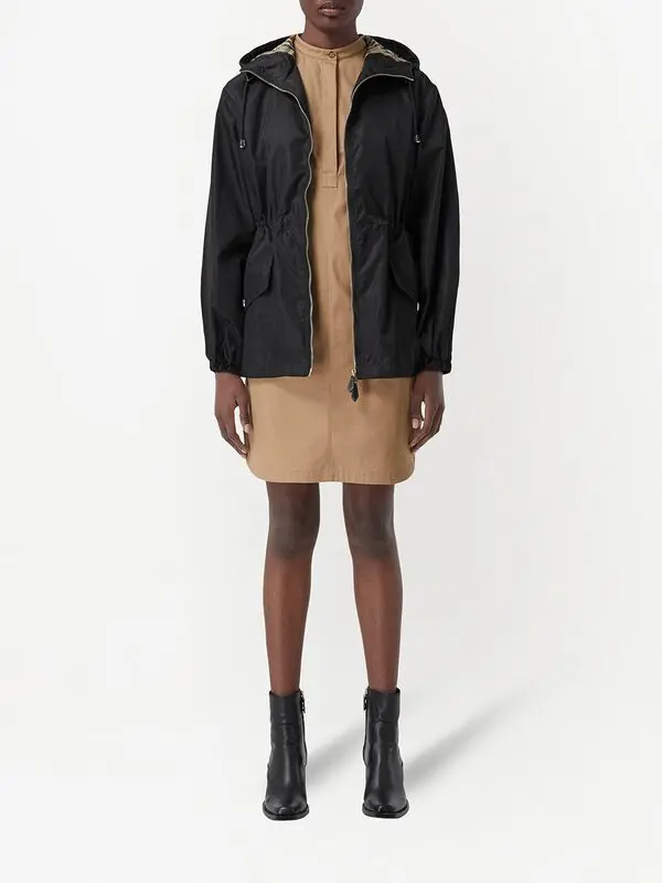Burberry Lightweight Hooded Jacket With Leather Trim