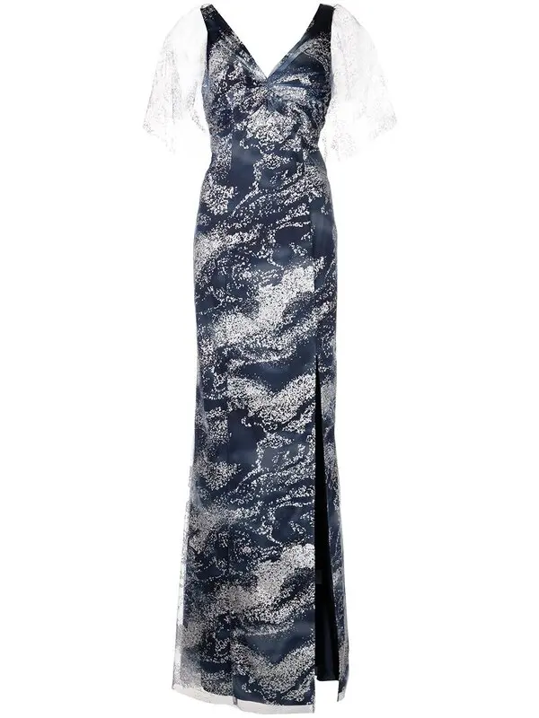 Marchesa Glitter Detail Floor-length Dress - Multicolour