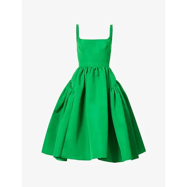 Alexander Mcqueen Sleeveless Taffeta Midi Dress Chrome Green