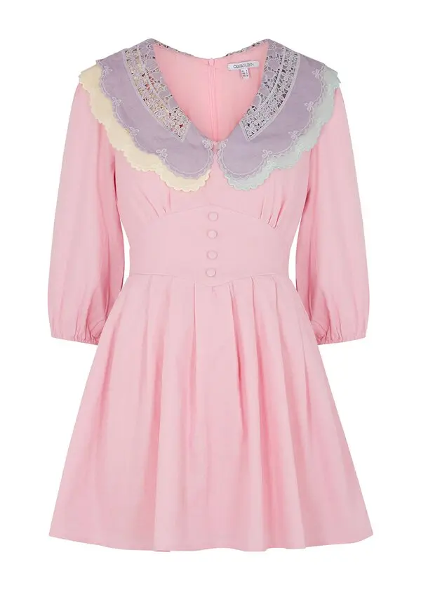 mini white dress outfit Beatrice Backless Halter Babydoll Mini Dress • American Threads Cream / M