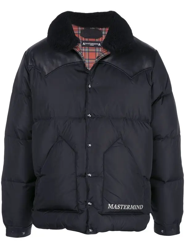 MASTERMIND WORLD Leather-panelled Puffer Coat