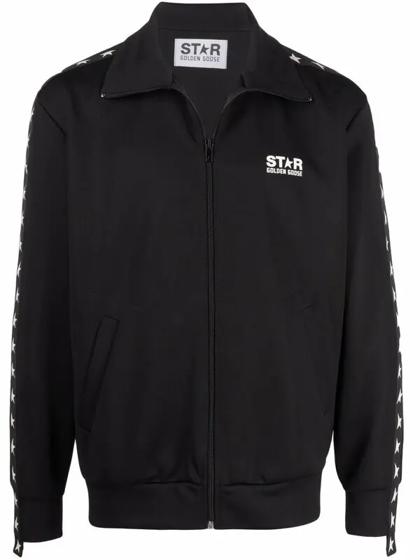 GOLDEN GOOSE Logo-print Zip-fastening Sweatshirt - Black