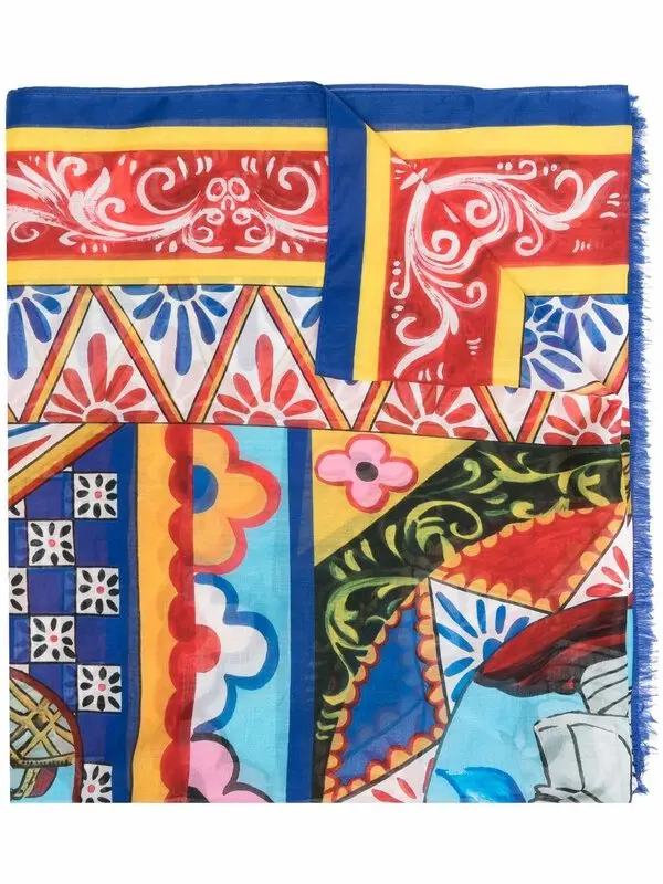 Dolce & Gabbana Graphic-print Cotton Twill Scarf