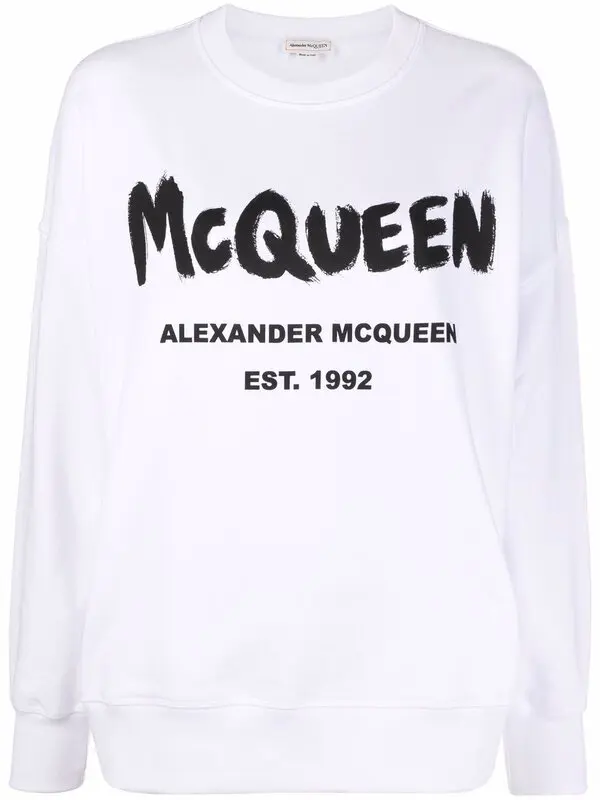 Alexander McQueen Logo-print Crew Neck Sweatshirt - White