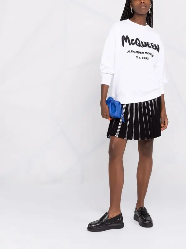 Alexander McQueen Logo-print Crew Neck Sweatshirt - White