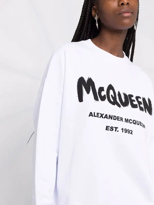 Alexander McQueen Logo-print Crew Neck Sweatshirt - White