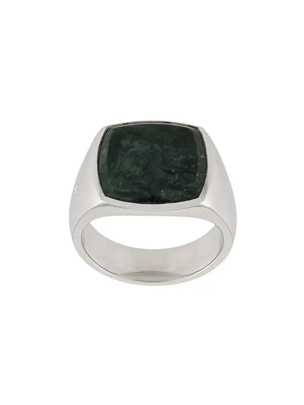Tom Wood Cushion Marble Signet Ring - Silver