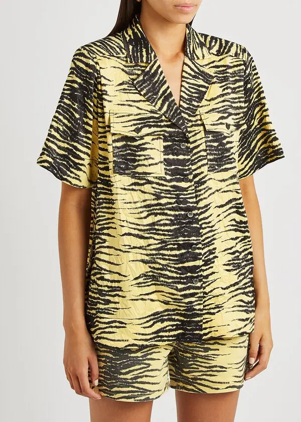 slim fit dress slacks Petite Green Zebra Print V-Neck Midi Dress  Ro&Zo