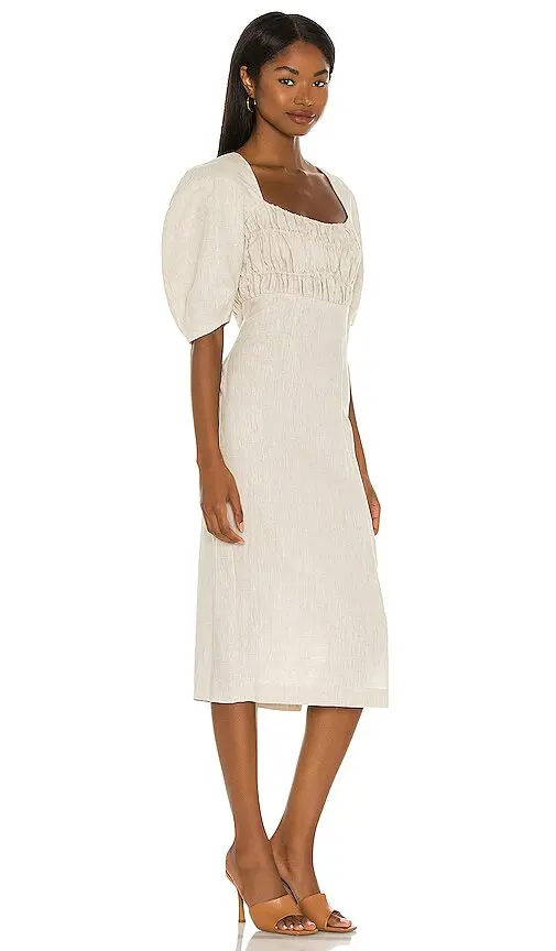 ribbed midi dress short sleeve Beige/White Short Sleeve Sweater Knit Rib Midi Dress