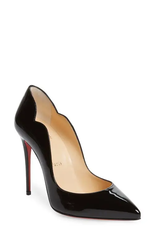 CHRISTIAN LOUBOUTIN Hot Chick Scallop Pointed Toe Pumps - Bk01 Black/lin Black