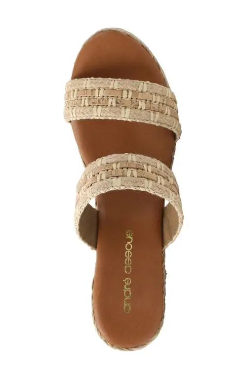 Andre Assous Nolita Raffia Wedge Slide Sandals - Sand