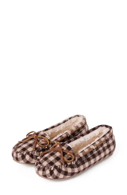Minnetonka Cally Slipper - Brown Gingham Plaid