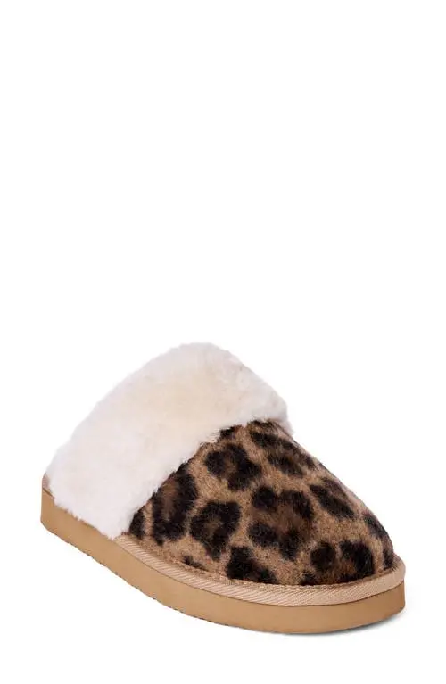 Minnetonka Chesney Mule Slipper - Brown Fuzzy Leopard