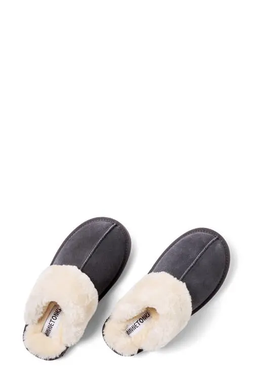 Minnetonka Chesney Mule Slipper - Charcoal Suede