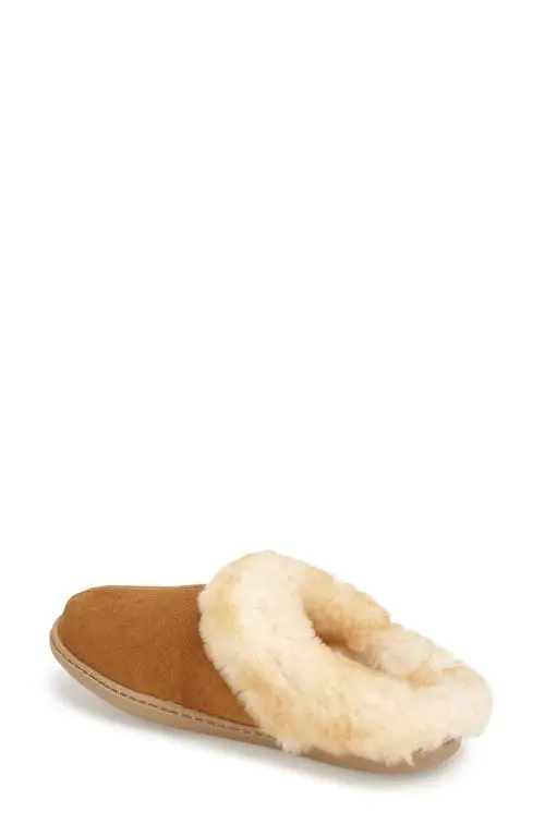 Minnetonka Sheepskin Mule Slipper - Tan Suede