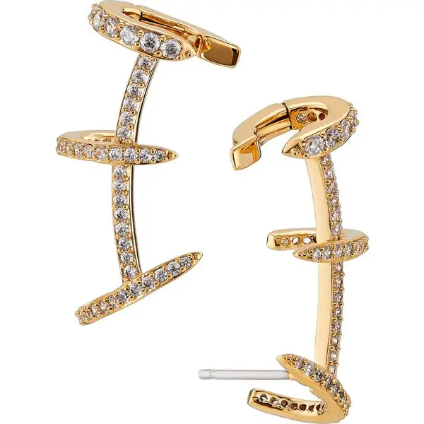 Nadri Leah Pavé Cage Ear Crawlers - Gold