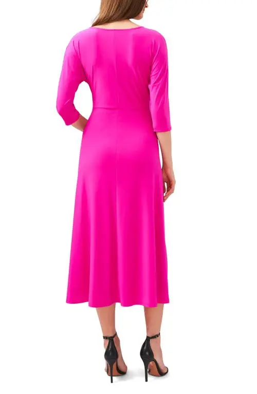 Chaus Tie Front Midi Dress - Fiercely Fuchsia