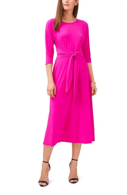 Chaus Tie Front Midi Dress - Fiercely Fuchsia