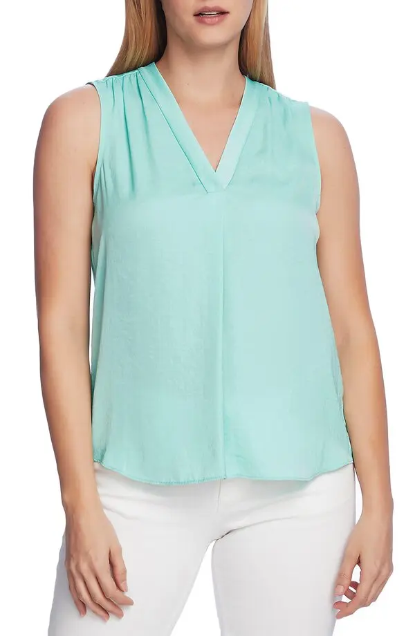 Vince Camuto Rumpled Satin V-neck Blouse