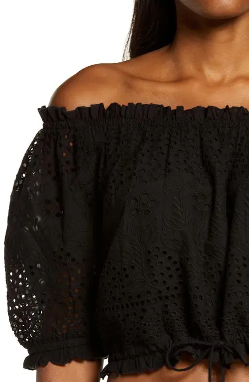 Melissa Odabash Francesca Eyelet Off The Shoulder Cover-up Top