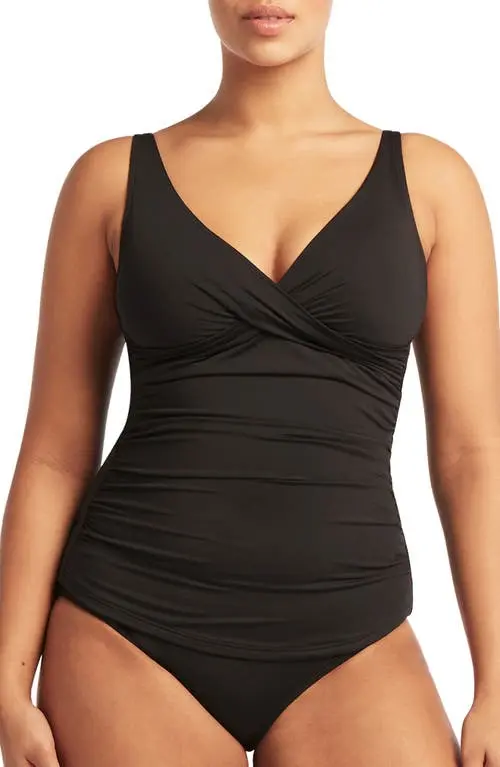 SEA LEVEL Cross Front Tankini Top - Black
